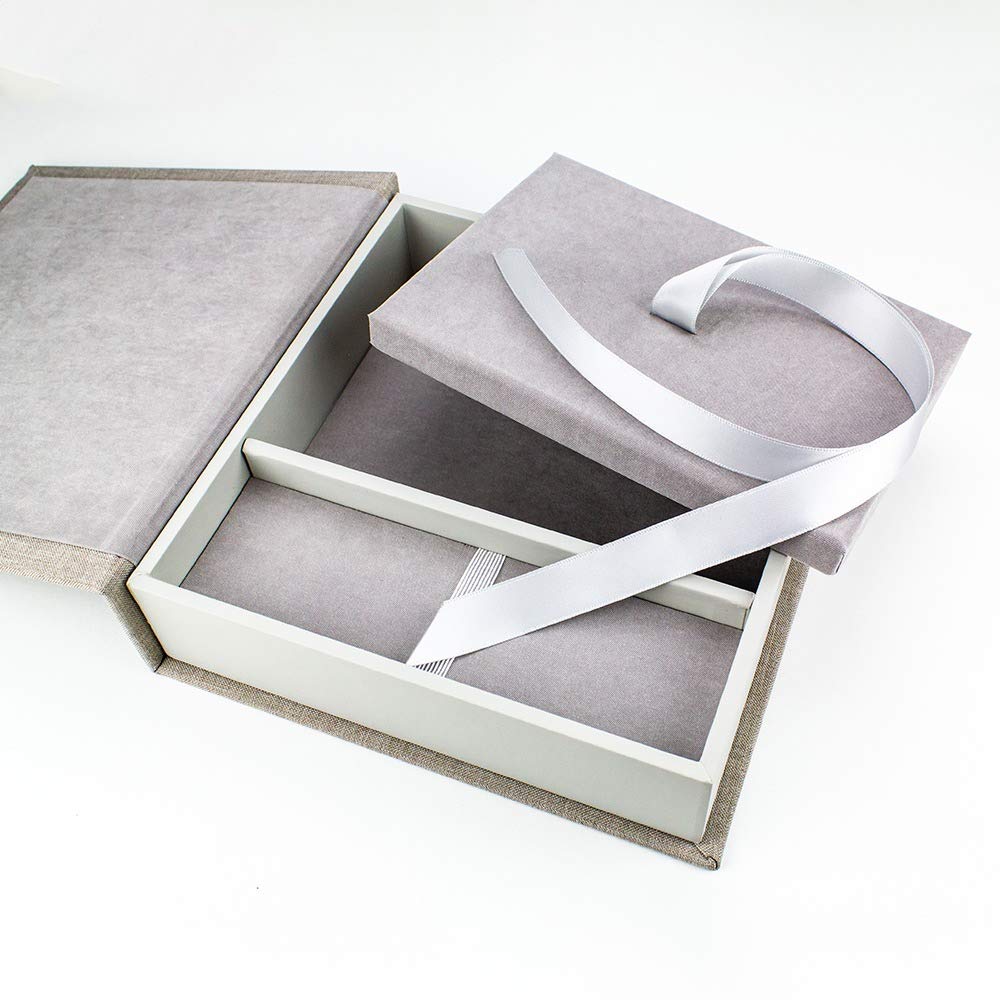 Flashscot Custom USB Gift Box for Photographers and Presentation of Photos - Light Gray Impression - 5"x7", 32GB USB
