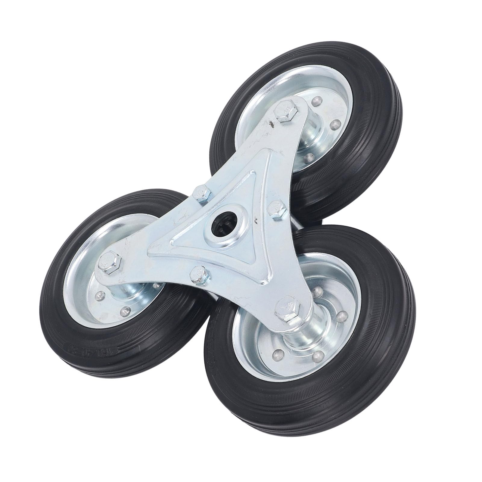 Stair Climbing Wheel, 6 Inch 300LBS Load Capacity, Heavy Duty Triangular Wheel for Stairs, Non Slip Solid Rubber Replacement Wheel, Galvanized Iron Hub, for Shopping Carts