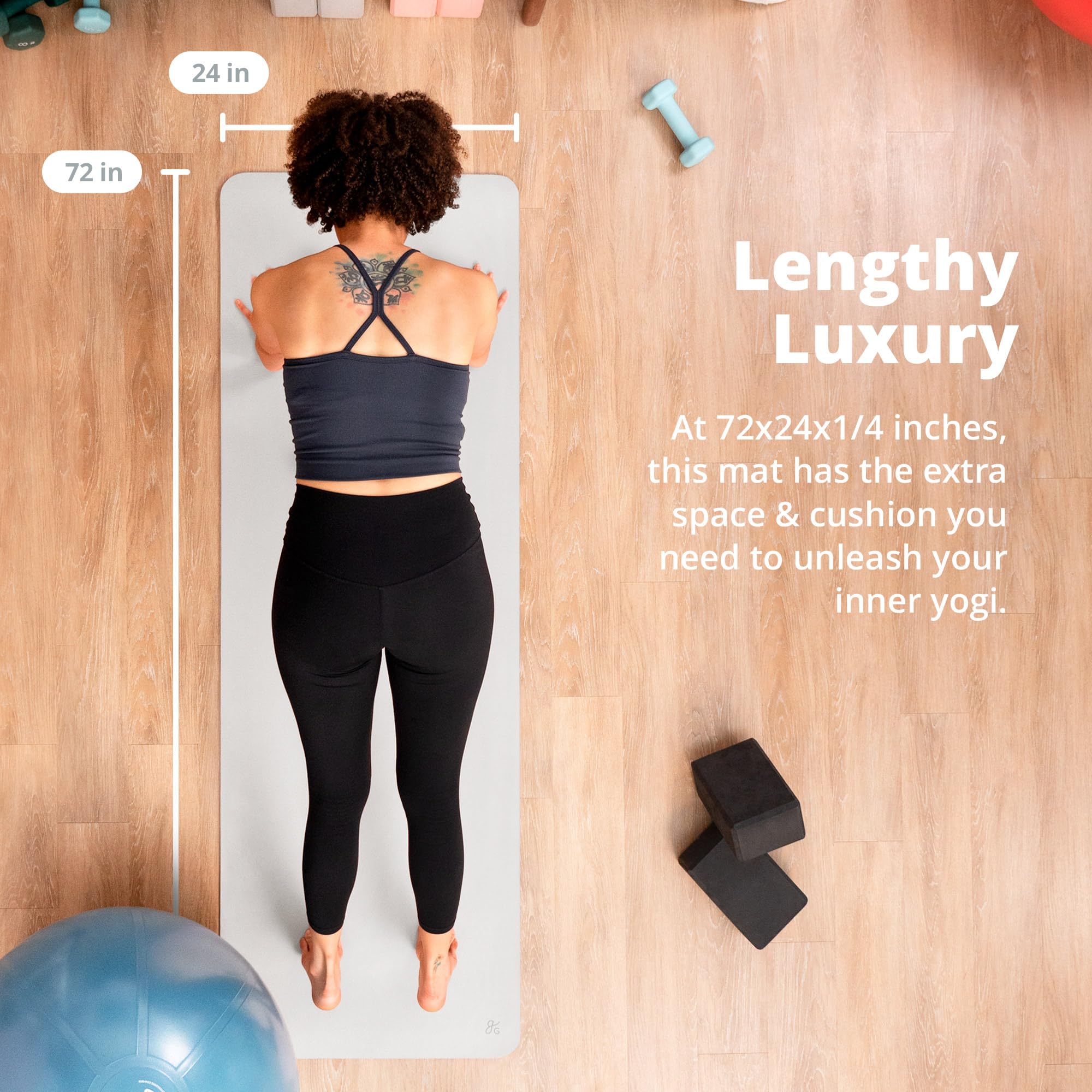 Greater Goods Professional Yoga Mat - Exercise Mat for Fitness, Balance, and Stability, Carrying Strap Included, Pebble Gray