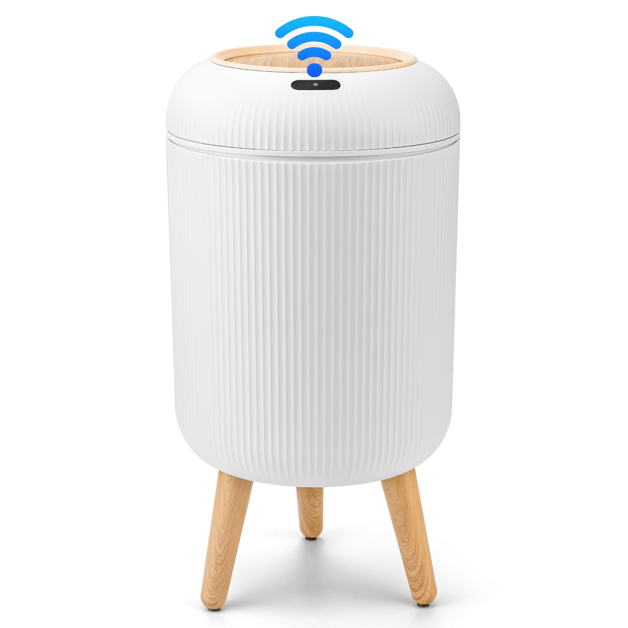 Pukomc Automatic Motion Sensor Bathroom Trash Can with Lid, 3 Gallon / 11 L Touchless Trash Bin, Smart Plastic Garbage Can, Intelligent Trash Can for Bedroom, Bathroom, Kitchen, Office, White