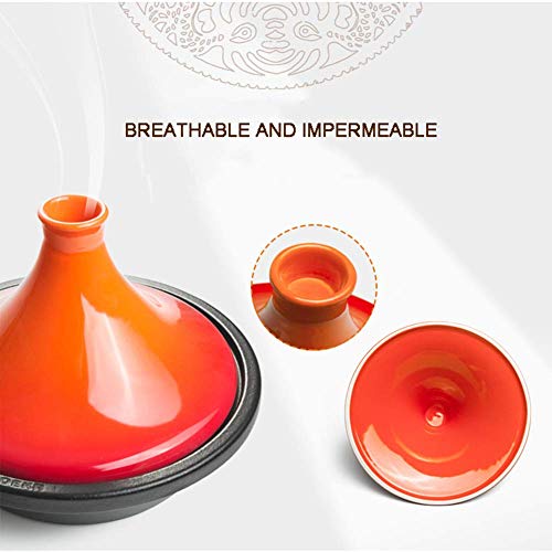 Thickened Cast Iron Tagine Pot, with Gloves Potholder, for Different Cooking Styles and Temperature Settings, Enameled Tajine, Oven Safe Dish Clay / 27cm with Thermal Board/Red