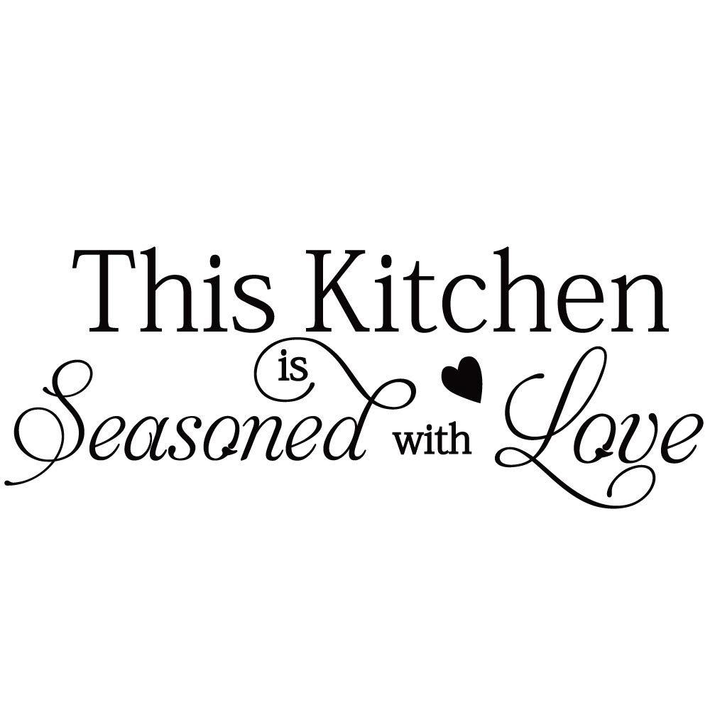 This Kitchen is Seasoned with Love Quotes Wall Stickers Kitchen Art Decorations Vinyl Home Décor