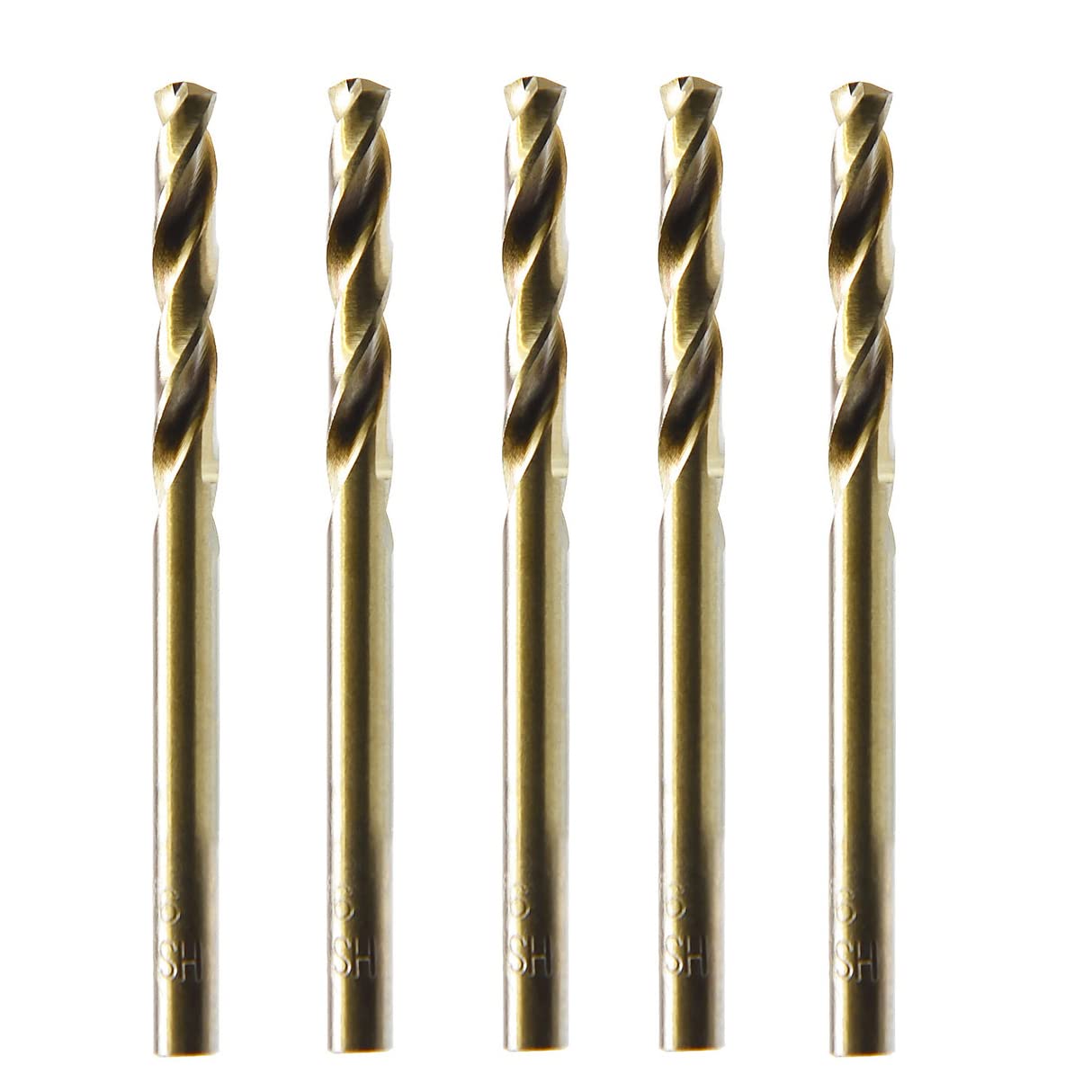 MAXTOOL 7/64" 5pcs Identical Screw Machine Drills HSS M42 Cobalt Twist Stub Drill Bits Fully Ground Golden Straight Shank Short Drills; SMF42G10R07P5