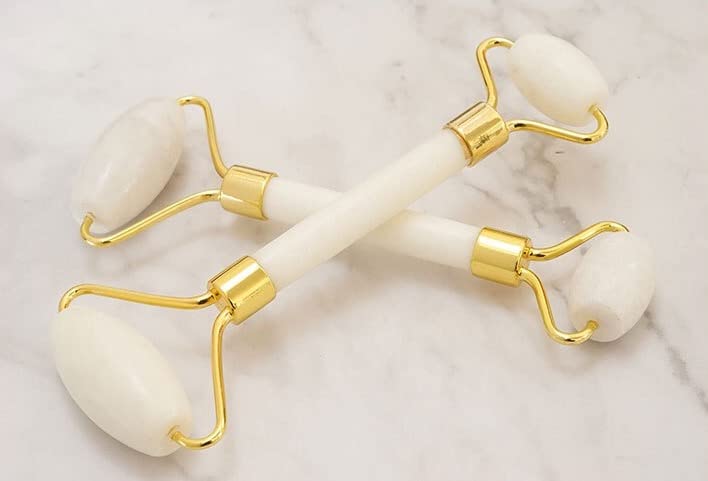 SENSE ISLAND Face Roller Jade Roller for Face, Eye Skin Care, Genuine Jade Stone Facial Roller Massager(White)