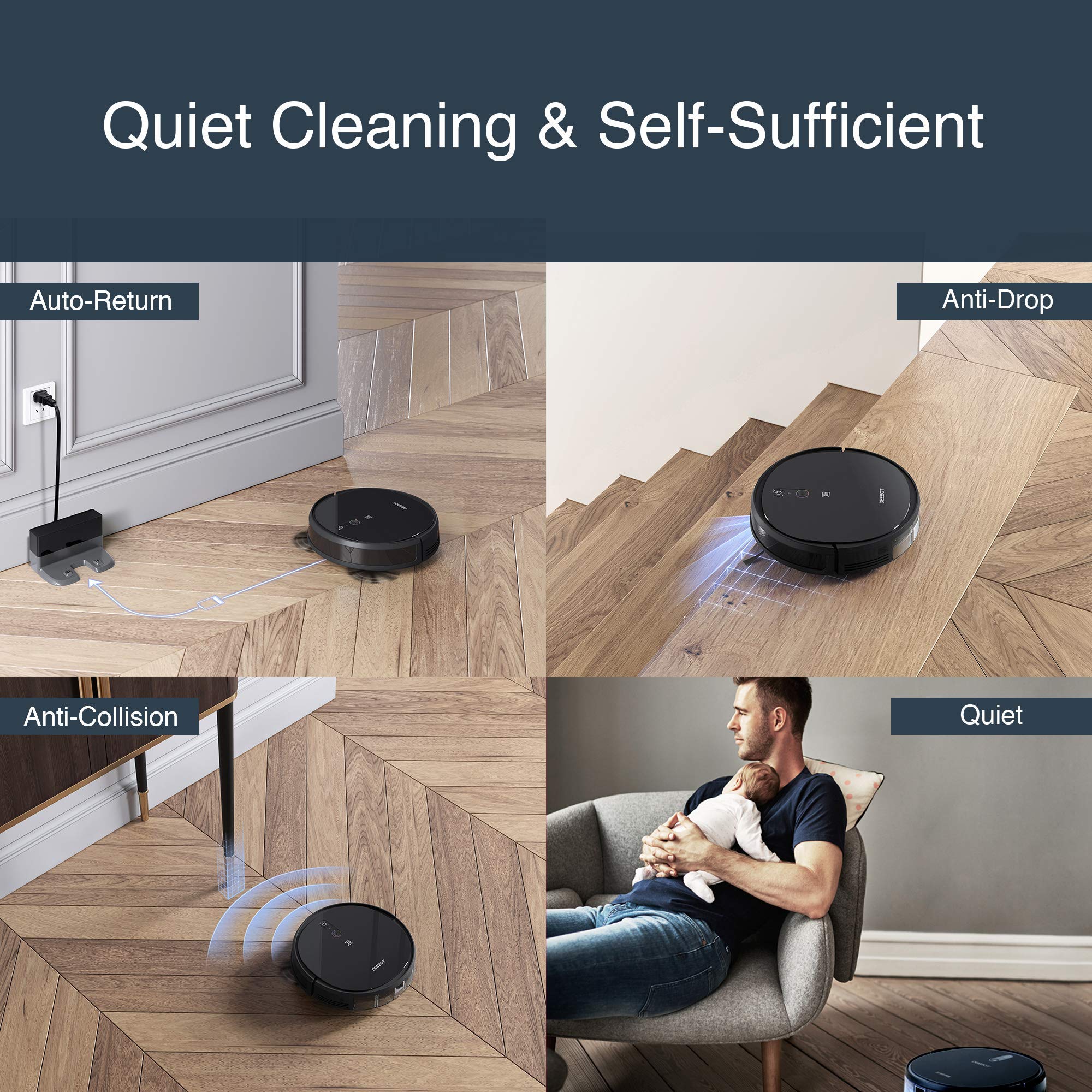 Ecovacs Deebot 711 Robot Vacuum Cleaner with Smart Navi 2.0, Systematic Mapping Cleaning, Wi-Fi Connectivity, Ideal for Pet Hair, Carpets, Hard Floor Surfaces, Compatible with Alexa (Renewed)