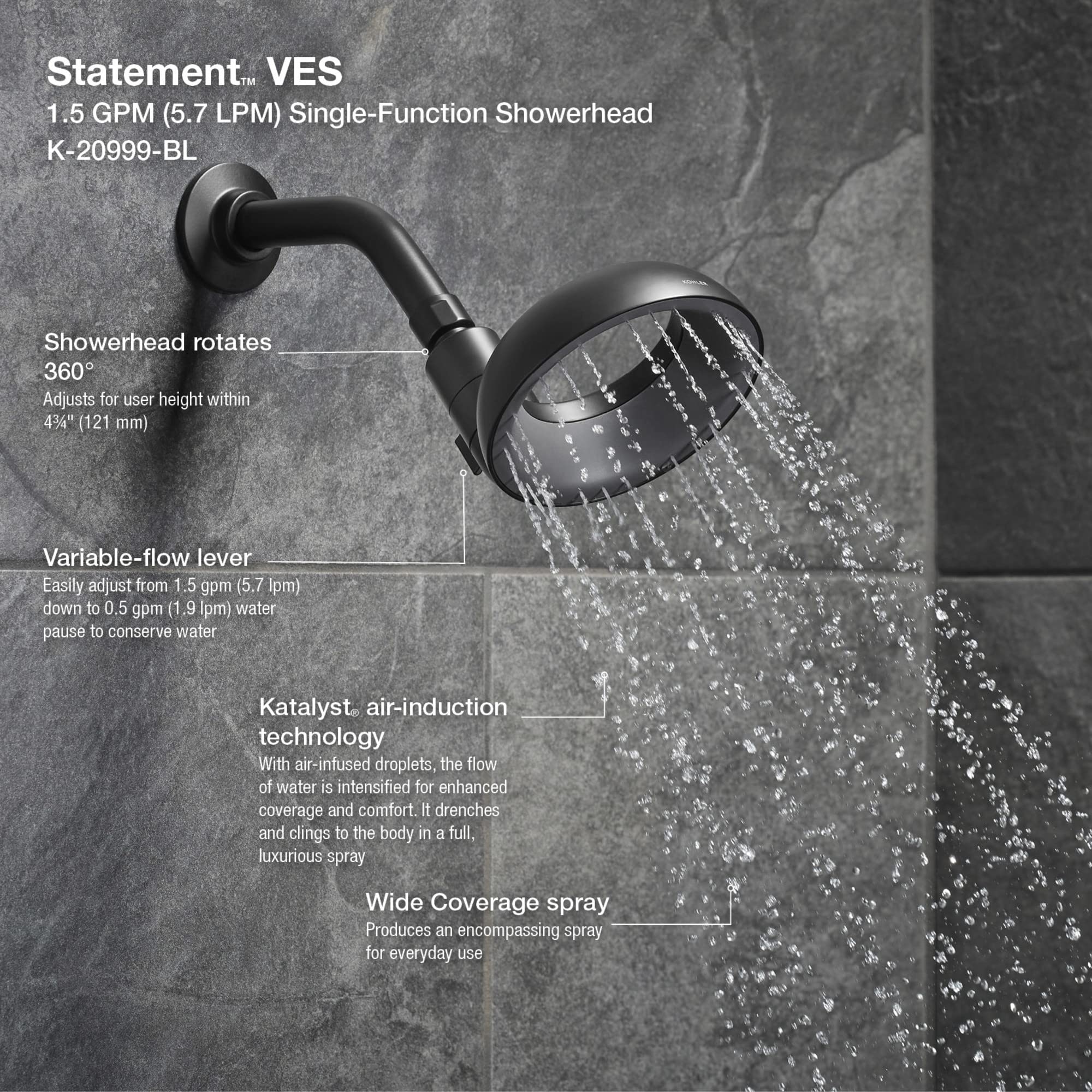 STATEMENT™ VES SHOWERHEAD, 1.5 GPM