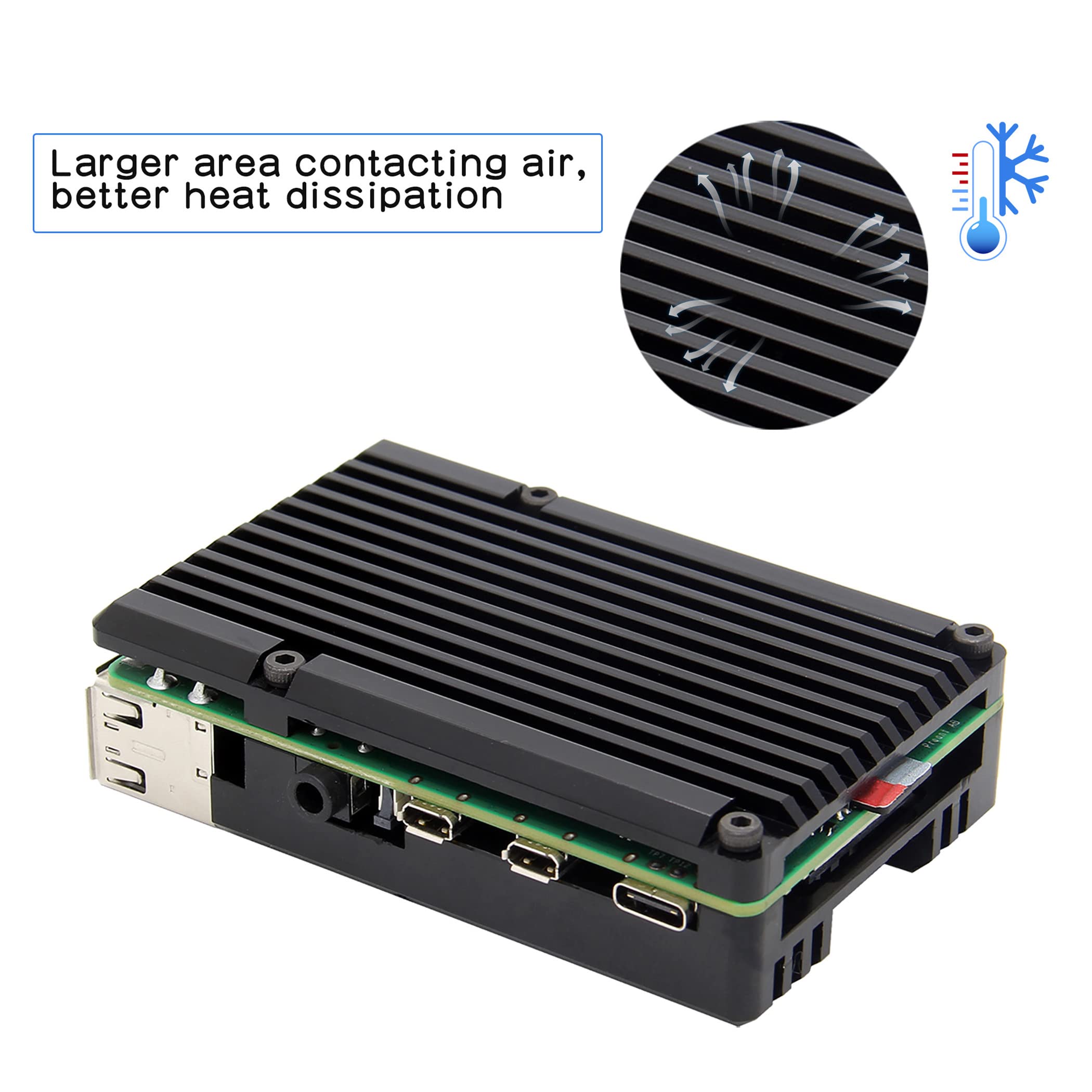 Geekworm for Raspberry Pi 4 Armor Case with Dual Fan, Armor Aluminum Alloy Passive Cooling Case Compatible with Raspberry Pi 4 Model B Only