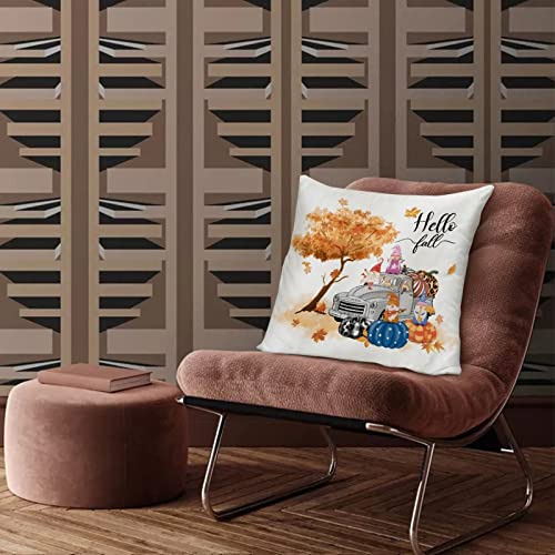 Thanksgiving Pumpkin Gnomes Decorative Throw Pillows 18x18 Girl Fall Modern Comfortable Satin Pillow Shams for Couch Sofa Bedroom Car Living Room Zippered