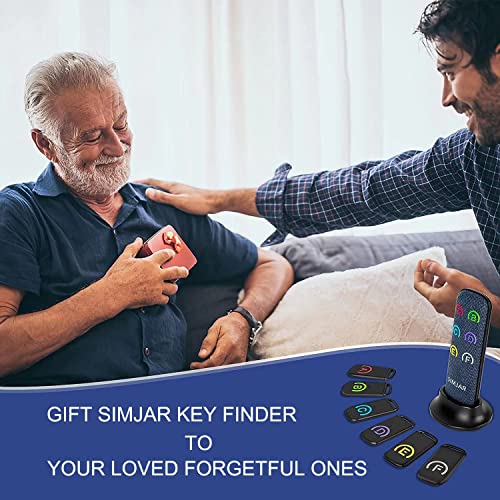 Key Finder with Thinner Receivers & Advanced Fabric Remote, Simjar 80dB+ RF Item Locator with 131ft Working Range, 1 RF Transmitter & 6 Receiversā¦