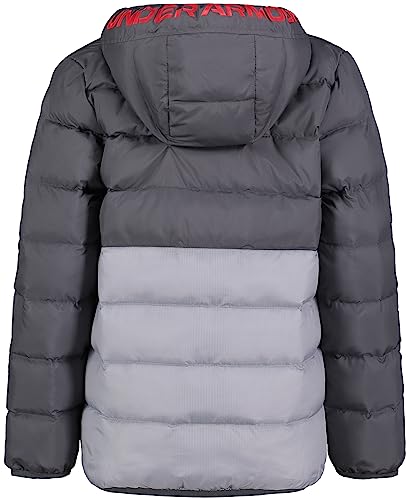 Under Armour Boys' Pronto Puffer Jacket, Mid-Weight, Zip Up Closure, Repels Water, Pitch Gray Colorblock