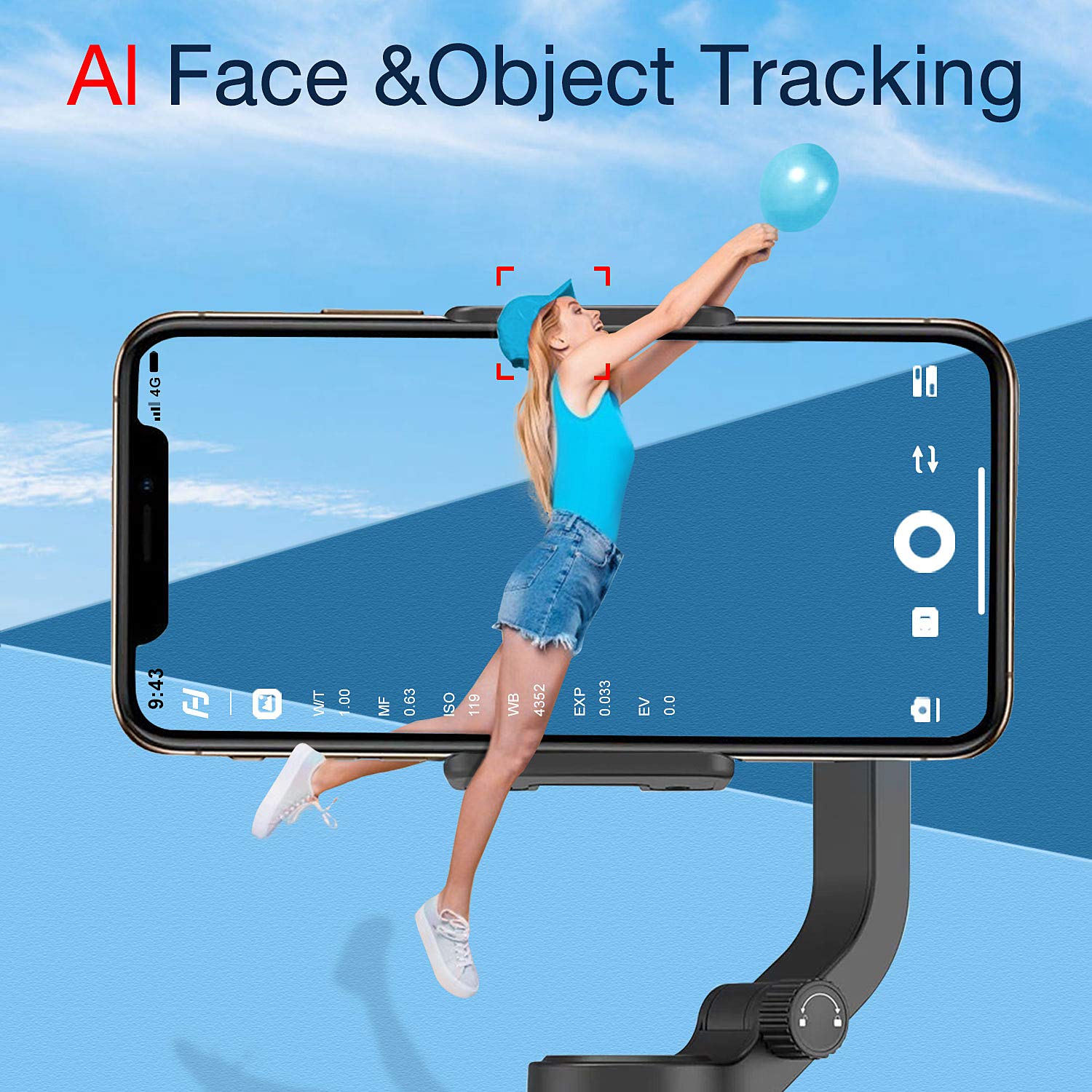 FeiyuTech VLOG Pocket Handheld Gimbal Stabilizer Foldable Pocket-Size 3-Axis with One Key Orientation Toggle Face/Object Tracking for iPhone 11 Pro Max and Smartphone (Black)