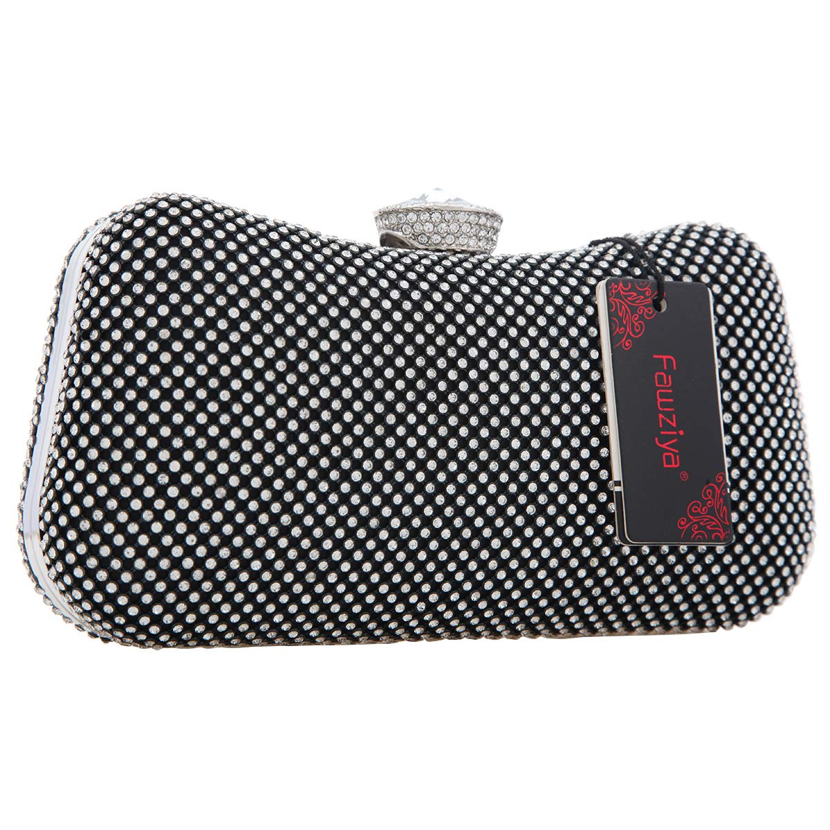 Fawziya Evening Clutch Bling Rhinestone Diamond Novelty Medium Purses For Women Formal-Black
