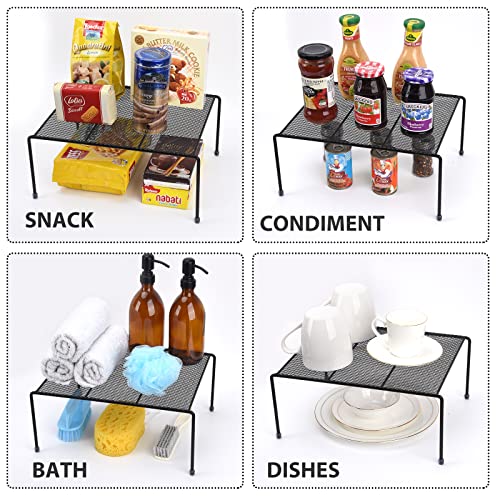 Set of 2 Mesh Kitchen Shelves Cabinet Storage Shelf Rack (13.1 x 10.2 Inch) ,Kitchen Bathroom Pantry Cupboard Desk Home Office, Fridge, Cabinet, Bathroom Cupboard, Non-Slip Plastic Feet (2, Black)