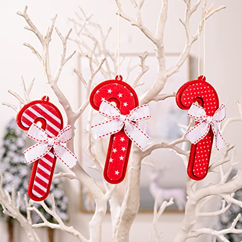 Mini Christmas Tree Decoration Kits, Red Felt Christmas Tree Ornament Kits, Christmas Tree Decoration Includes Hanging Stockings Cane Glove for Christmas Tree Decorations Wynott