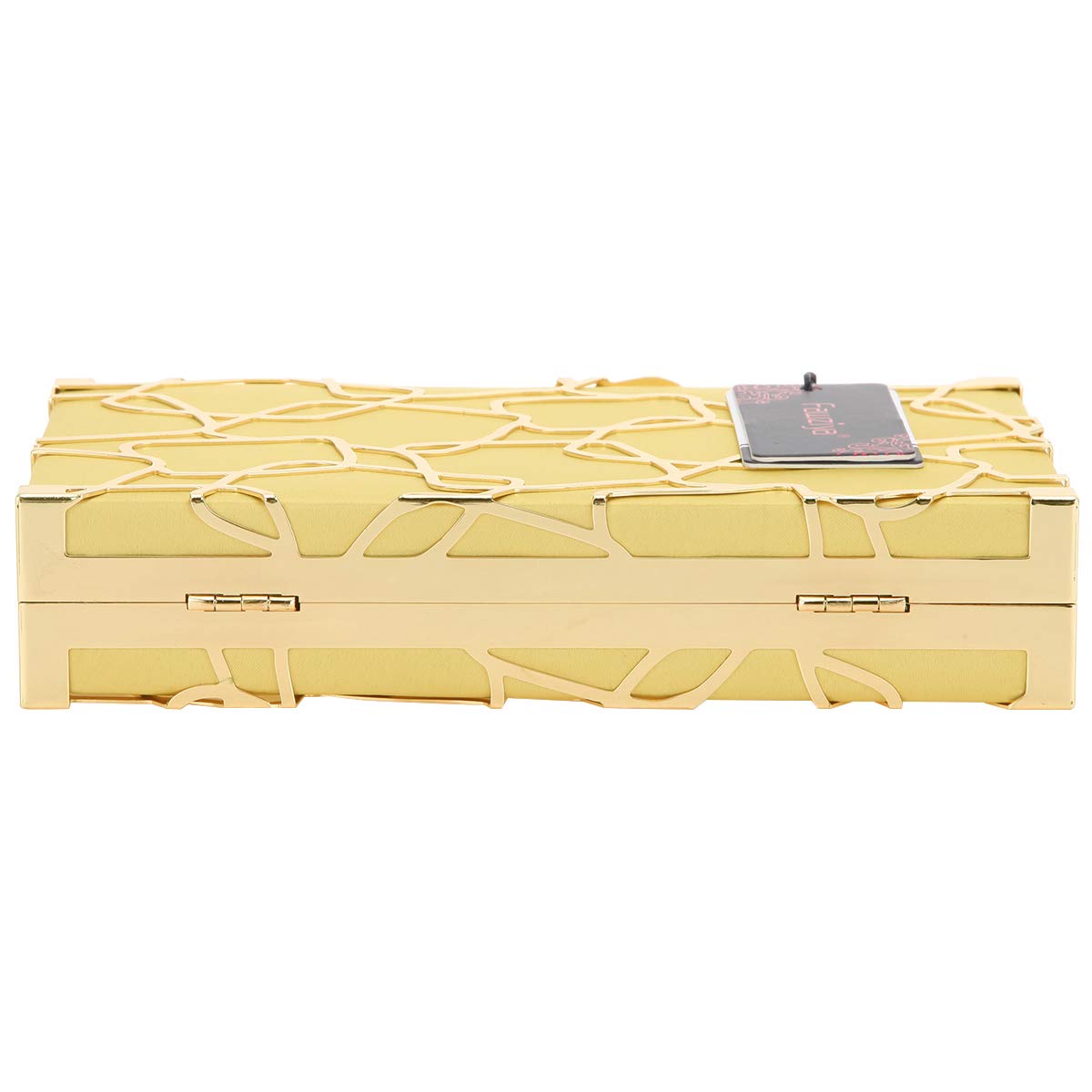 Fawziya Evening Purse Satin Geometric Metal Hollow Oversized Clutch Bags For Women Clutchess-Gold