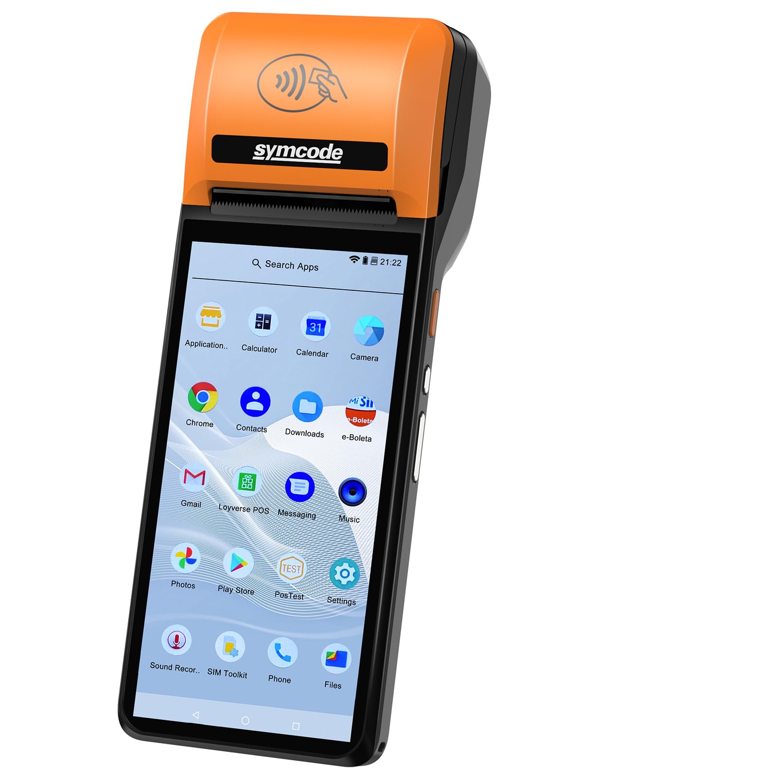 symcode POS PDA Printer Mobile POS Machine Terminal Thermal Receipt Printer 5.99" High Resolution and Clear Touch Screen Handheld PDA Printer Android 8.1 OS Built-in Google Play and NFC