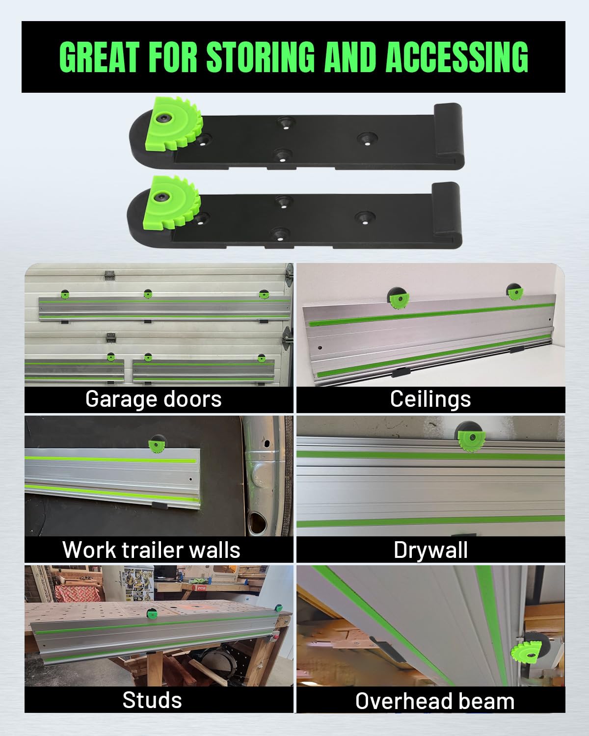 Track Rack for Guide Rail, Guide Rail Holders, Track Saw Guide Rail Mount, Track Saw Guide Organizer 4 Pack