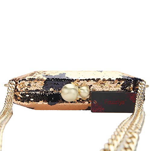 Fawziya Evening Clutch Star Sequin Thick Chain Novelty Oversized Purses For Women Formal-Gold