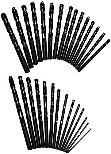 KFD29J-PC KFD 29-Piece High-Speed Steel Jobber Length Drill Bit Set in Plastic Case, Black/Gold Oxide Finish, Round Shank, Spiral Flute, 135 Degrees Split Point, 1/16 to 1/2 Size