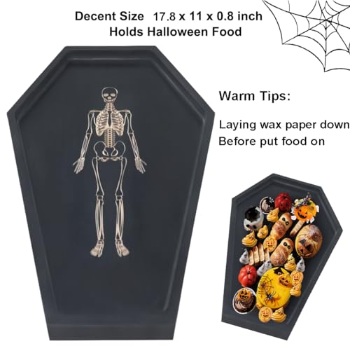 Goth Charcuterie Boards - Coffin Tray Skeleton for Horror Party - Coffin Serving Tray Food Decor - Gothic Kitchen Accessories Cheese Platter Tray