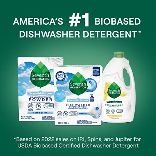 Seventh Generation Dishwasher Detergent Packs for sparkling dishes Free & Clear Dishwasher Tabs (72 Count)