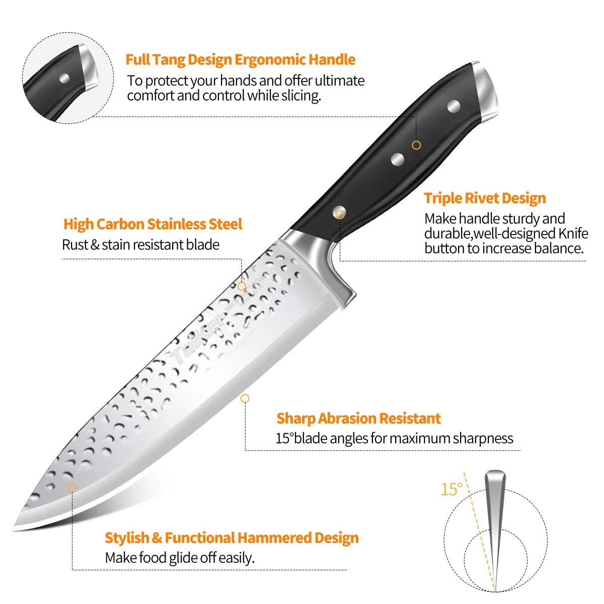 Knife Set for Kitchen with Block, 35Pcs High Carbon Stainless Steel Chef Knife Set Kitchen Knife Set and Silicone Kitchen Utensils Set, Knife Sharpener Rod Scissors Knives Set Ultra Sharp Easy-Grip
