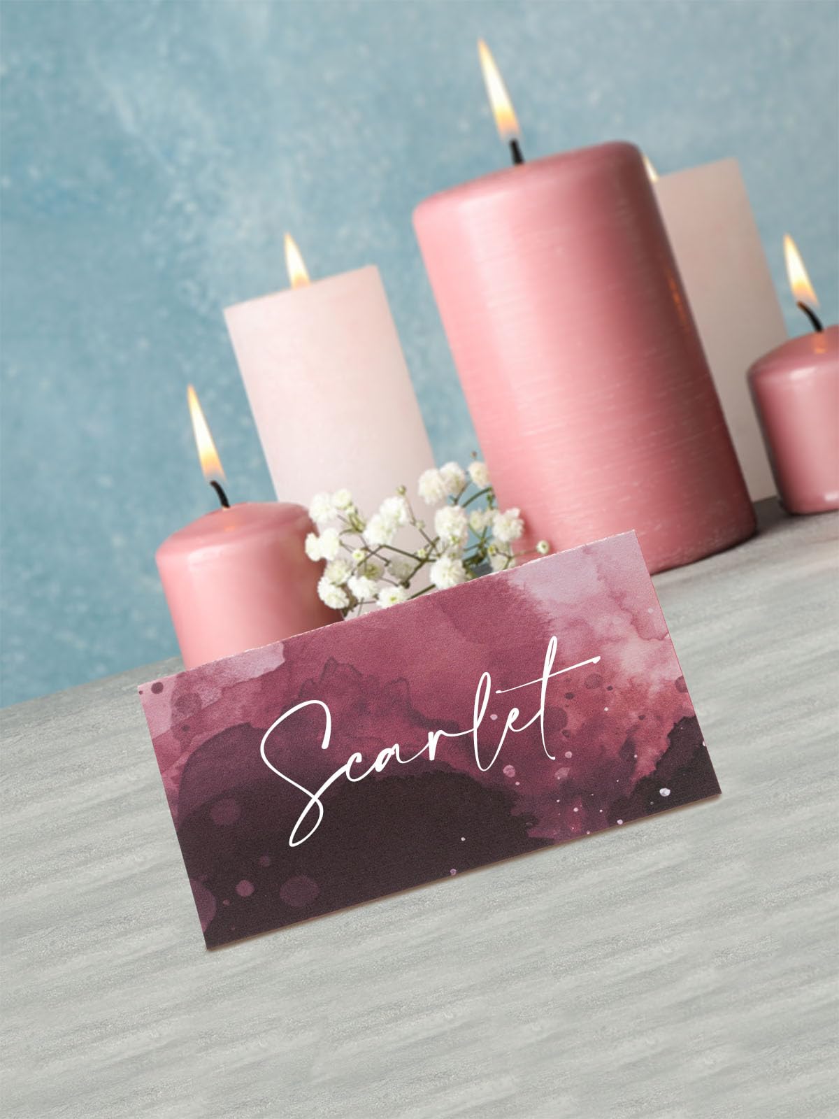 Summer-Ray 48 Burgundy Watercolor Dual-Sided Place Cards Wedding Seating Table Card Escort Card