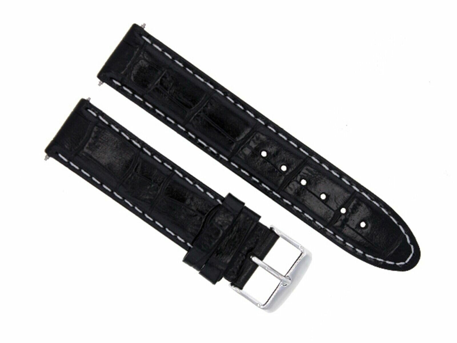 Ewatchparts 18MM GENUINE LEATHER WATCH BAND STRAP COMPATIBLE WITH IWC PILOT PORTUGUESE TOP GUN BLACK WS