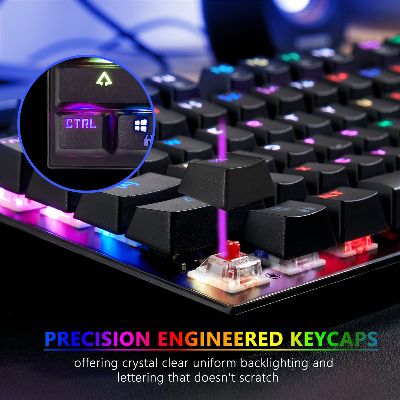 H JIDOHUN Portable Mechanical Gaming Keyboard, LED Backlit Compact 87 Keys Mini Wired Office Keyboard with Red Switch for Windows Laptop PC Mac Laptop Desktop- Black