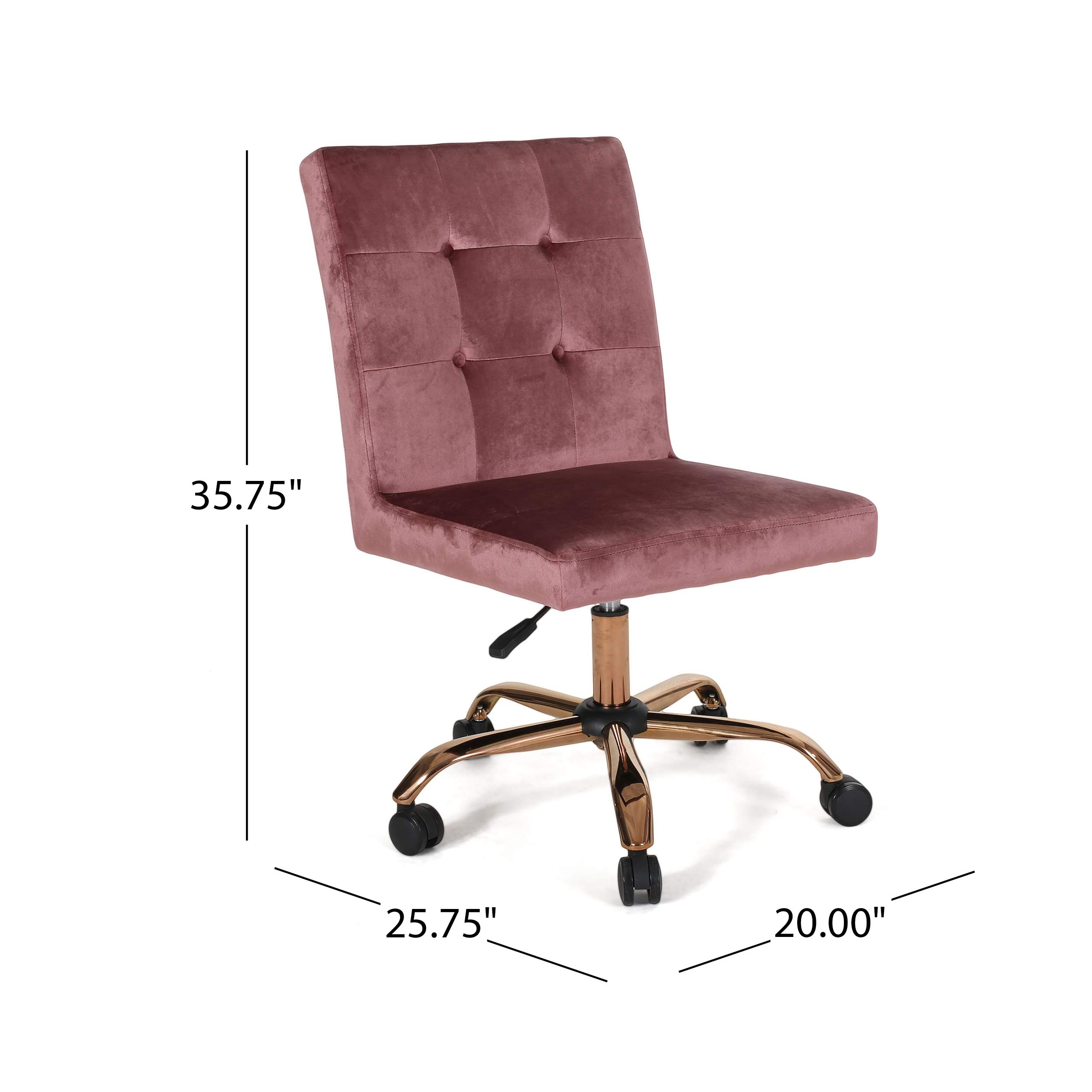 GDFStudio Glam Tufted Home Office Chair with Swivel Base, Black and Rose Gold Finish