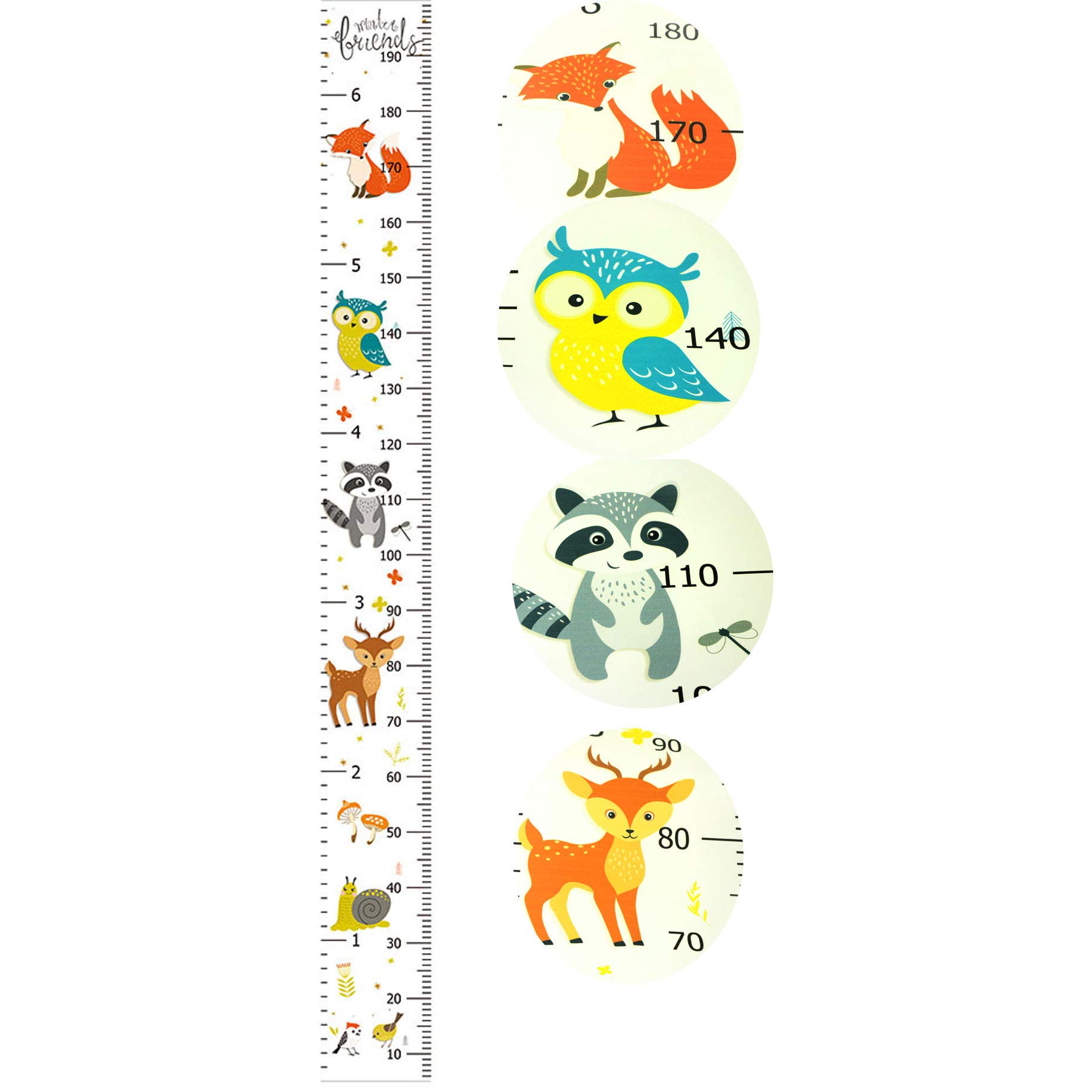 Growth Chart for Kids,Height Chart,Wall Ruler Removable Height Measure Chart Hanging Ruler for Toddler Height Wall Chart for Boy Girl Room Decor Wall Decor (Animal)
