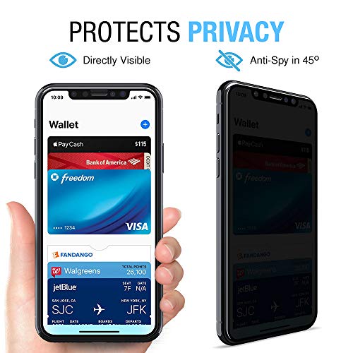 FlexGear Privacy Screen Protector for iPhone 11 Pro Max [Full Coverage] Tempered Glass (2-Pack)