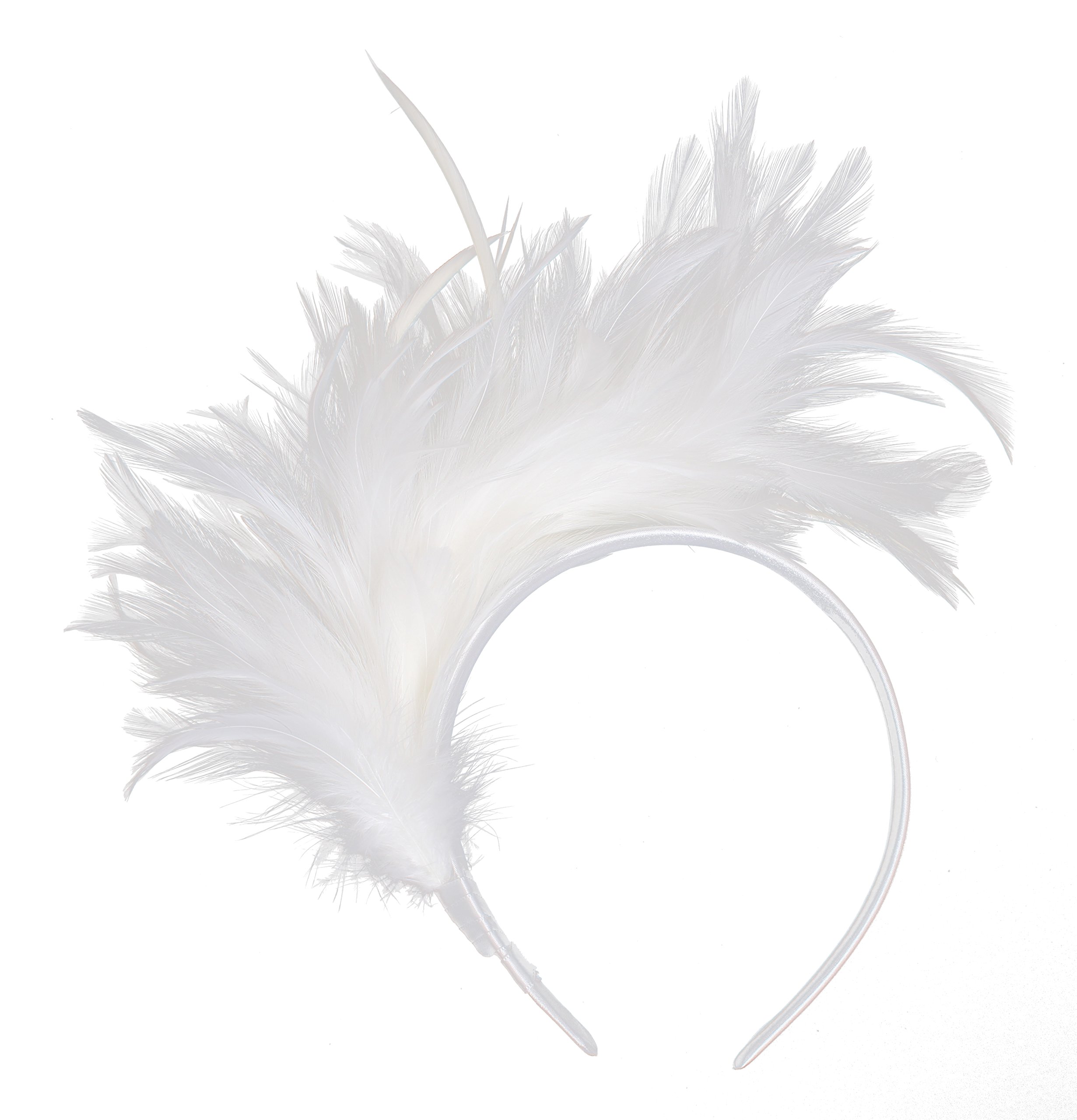 FELIZHOUSE 1920s Fascinator with Feathers Headband for Women Wedding Tea Party Headwear (White)