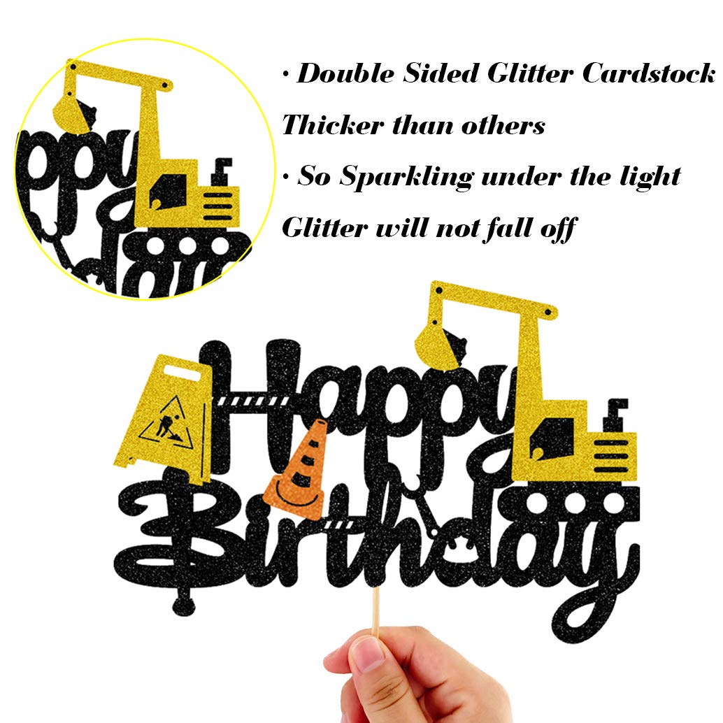 Glorymoment Excavator Birthday Cake Topper, Construction Cake Topper Decorations for Children Excavator Engineering Theme Cake, Construction Theme Kids Birthday Party Decoration (6.7ββx4.49ββ)