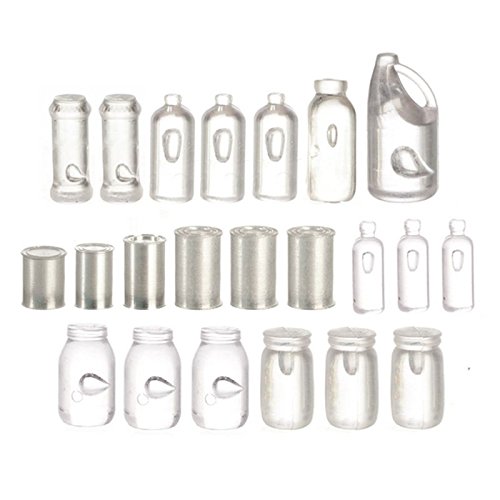 Farrow Industries Dollhouse Miniature Set of 20 Jars and Cans in Resin & Tin