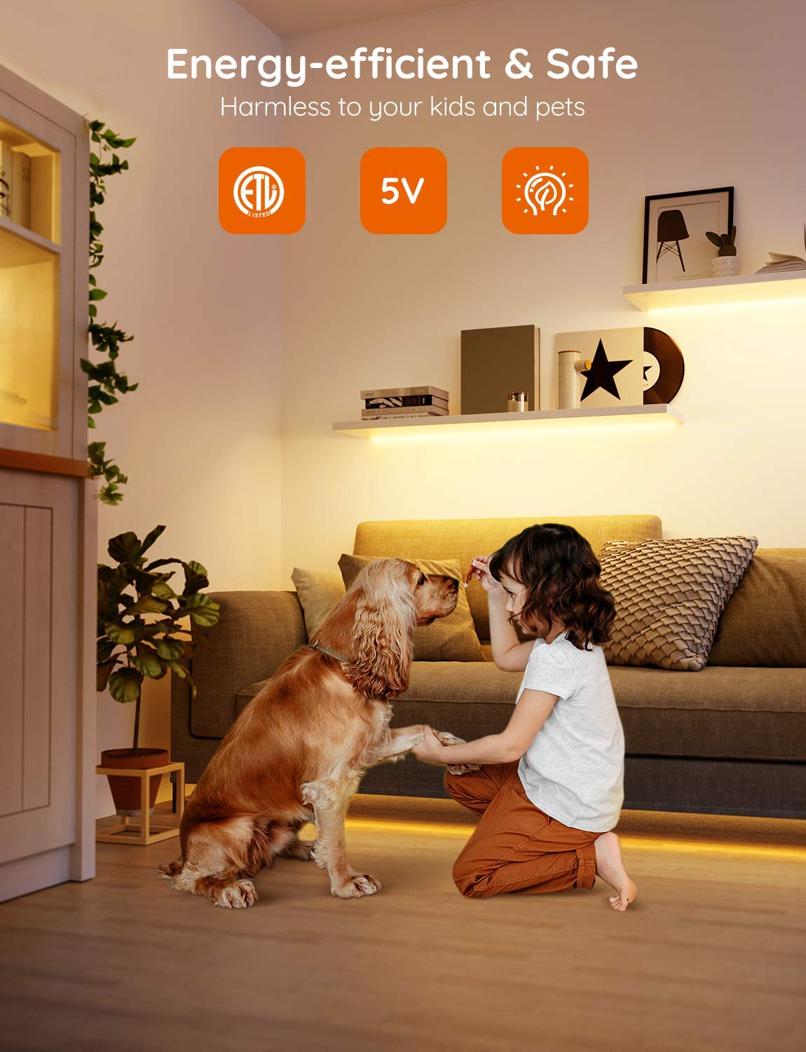 Govee Under Cabinet Lights, Motion Sensor LED Light Strip with Memory Function, 4pcs Adjustable Brightness and 3000K Warm White Closet Lights for Cabinet, Counter, Kitchen, Bedroom