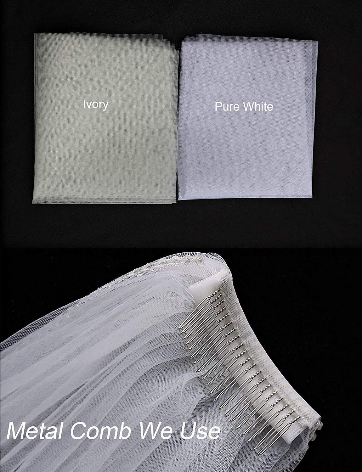 EllieHouse Women's 2 Tier Cathedral Lace Ivory Wedding Bridal Veil With Comb HL08IV