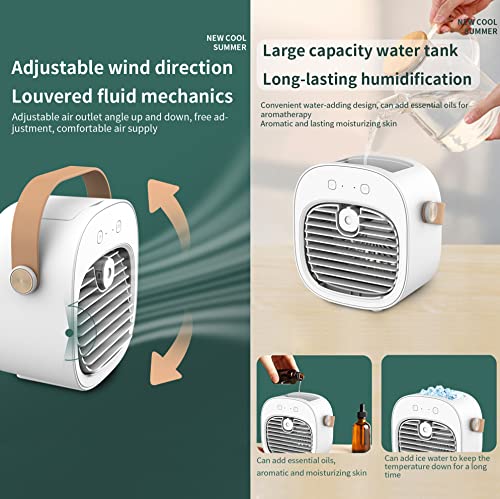 Portable Air Conditioner,10000mAh Mini Air Cooler Conditioner Fan,USB Personal Air Cooler With Humidifier,3 Speed Silent for Desktop,Office,Room,Bedroom,Travel,Car,Indoor & Outdoor activities.(White)