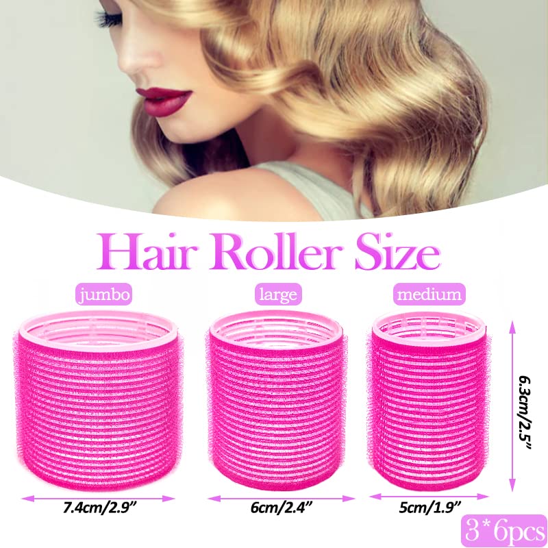 Large Self Grip Hair Curlers Set, 38 Pcs Rollers for Medium Length Blowout Look on Women and Girls