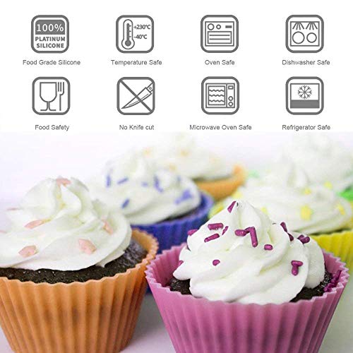 Mirenlife Silicone Cupcake Liners Reusable Silicone Baking Cups Nonstick Muffin Molds Easy Clean Silicone Muffin Liners, 24 Pieces in 8 Rainbow Colors