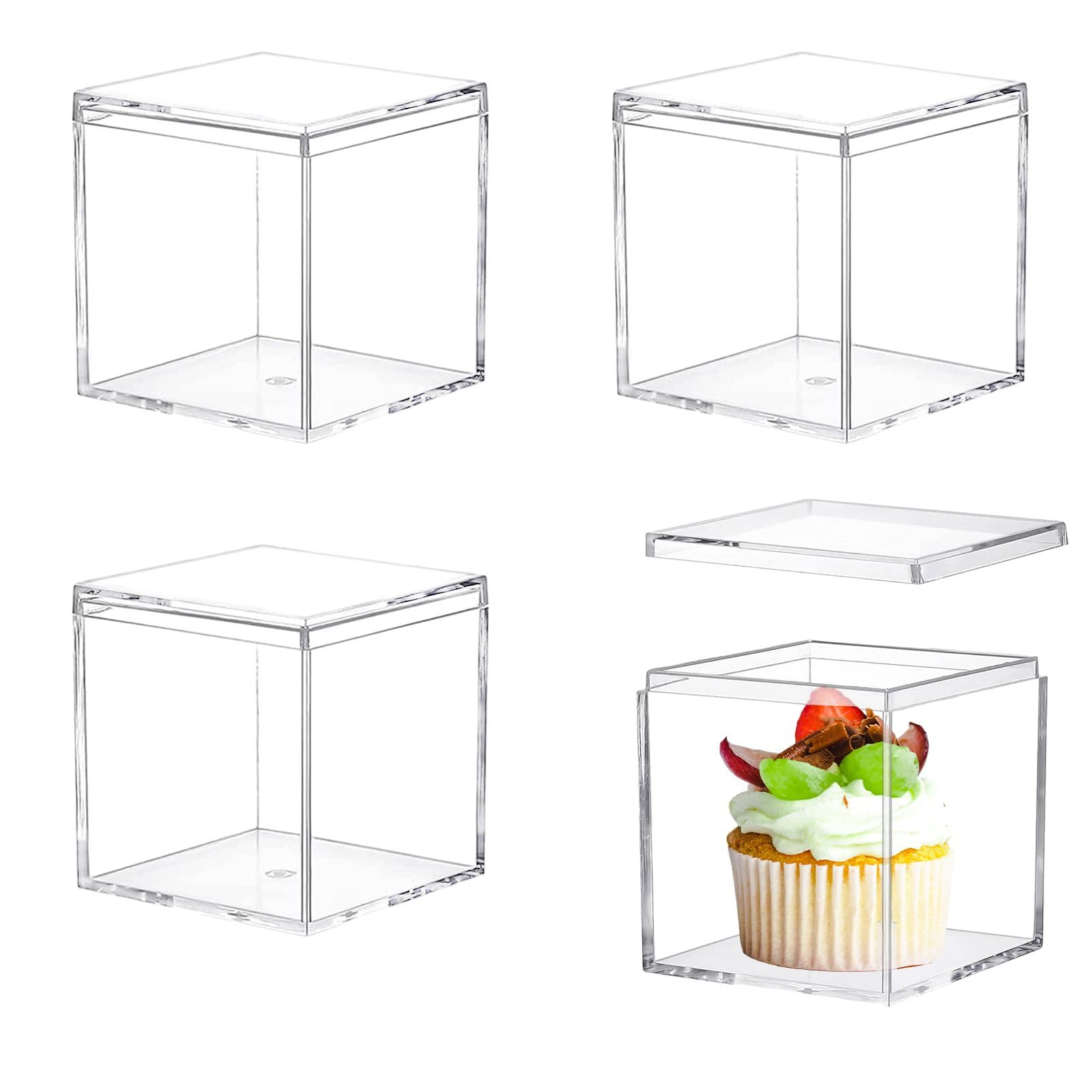 SHERY Clear Acrylic Box Small Plastic Storage Box with Lid Mini Display Cube Square Containers for Candy Jewelry and Thin Things