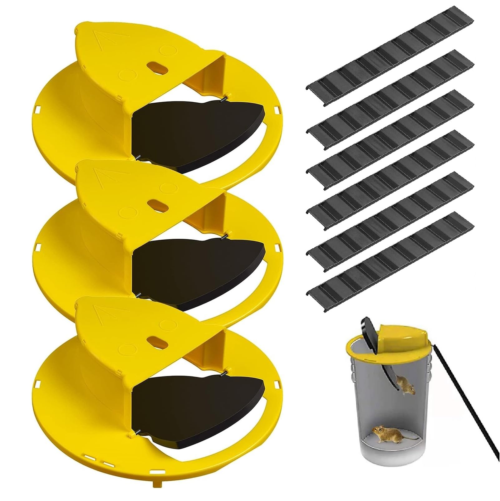 Mouse Trap Bucket Flip Lid,Mouse Rat Trap Bucket Lid,Auto Reset Multi Catch Humane Rat Trap for Indoor Outdoor | 5 Gallon Bucket Compatible | Mice Mouse Trap Bucket Lid (3Pack) a3