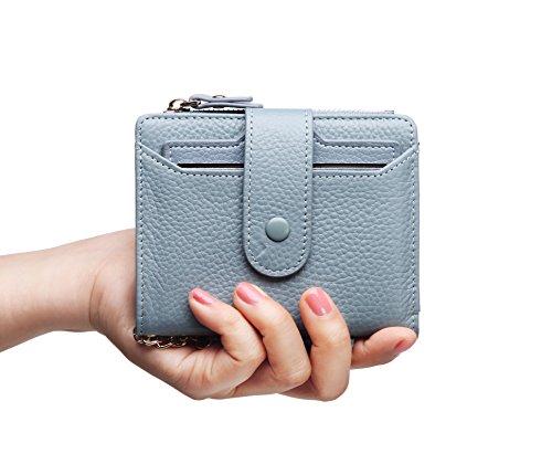 ZOOEASS Women's RFID Mini Soft Leather Bifold Wallet With ID Window Card Sleeve Coin Purse(blue)