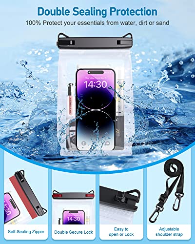 Large Waterproof Phone Pouch, Floating Dry Bag for iPhone 14 13 12 Pro Max Galaxy S22 S21 Large Capacity Waterproof Bag Sunscreen Glasses Storage Universal Dry Pouch for Swimming Rafting Boating