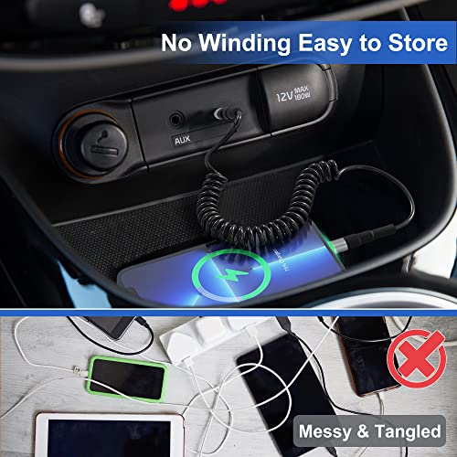 KETAKY Plus Coiled USB C to Lightning Cable MFi Certified & CarPlay Compatible Spring Retractable iPhone Charging Cord 20W PD Fast Charge | Data Sync for iPhone 14|13|12|11 Pro|X|iPad|iPod