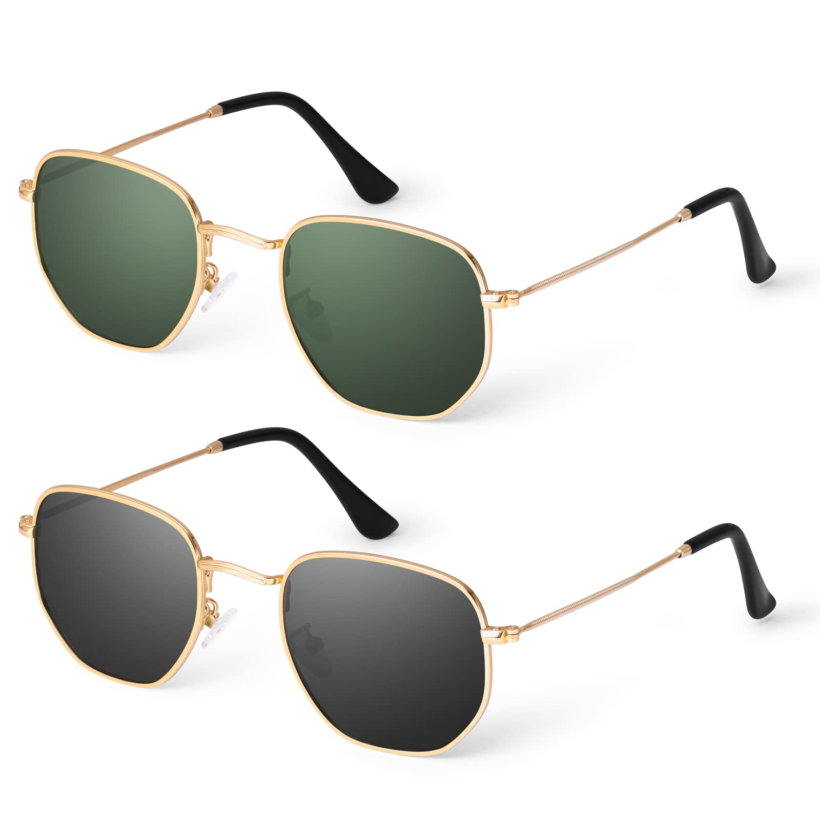 GRFISIA Small Round Polarized Sunglasses Women and Men Vintage Hexagon Square Sun glasses UV400 Protection