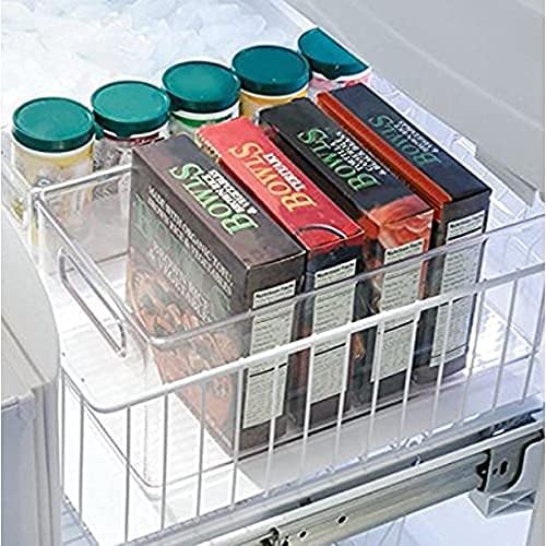 Upgraded 6 x Clear Organizer Storage Bin with Handle Compatible with Kitchen I Best Compatible with Refrigerators, Cabinets & Food Pantry - 10" x 5" x 6"
