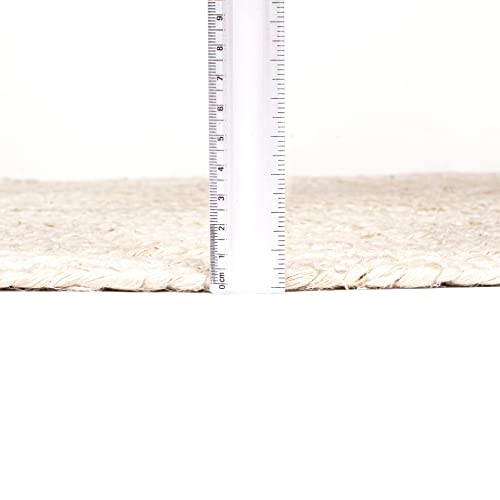 Ramanta Home Jute Braided Rug 48x48in Rectangular Natural Jute Rug. Uses- Bedroom Doorway Reversible, Indoor Entryway Rug, Primitive, Kitchen Rug, Rustic, Country, Farmhouse Décor