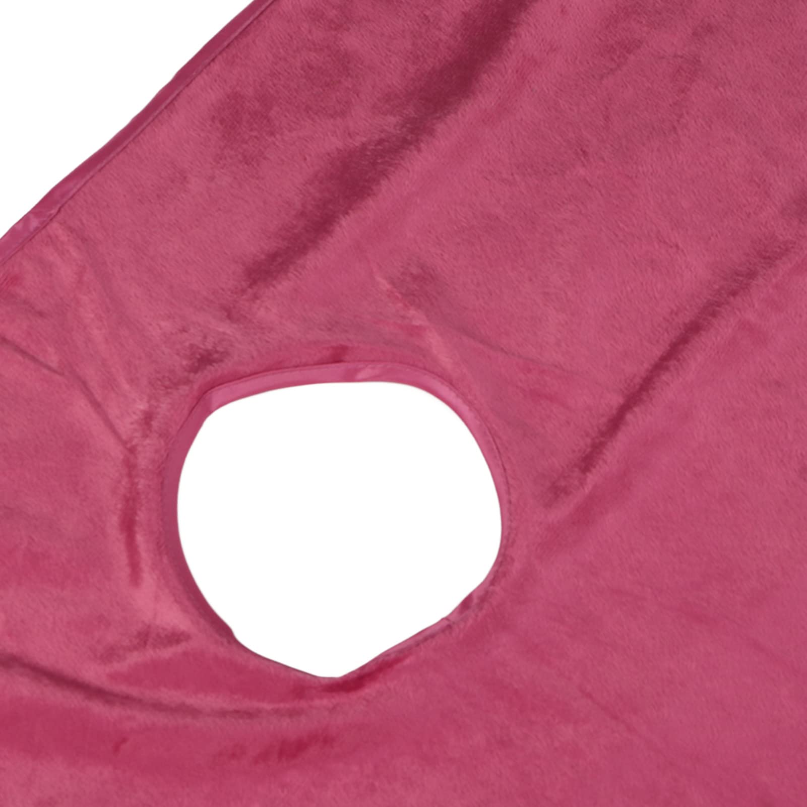Massage Table Sheet, Soft Short Plush Beauty Salon Bed Massage Sheet, Warm Thickened Spa Equipment Facial Bed Cover with Face Hole (Fuchsia)