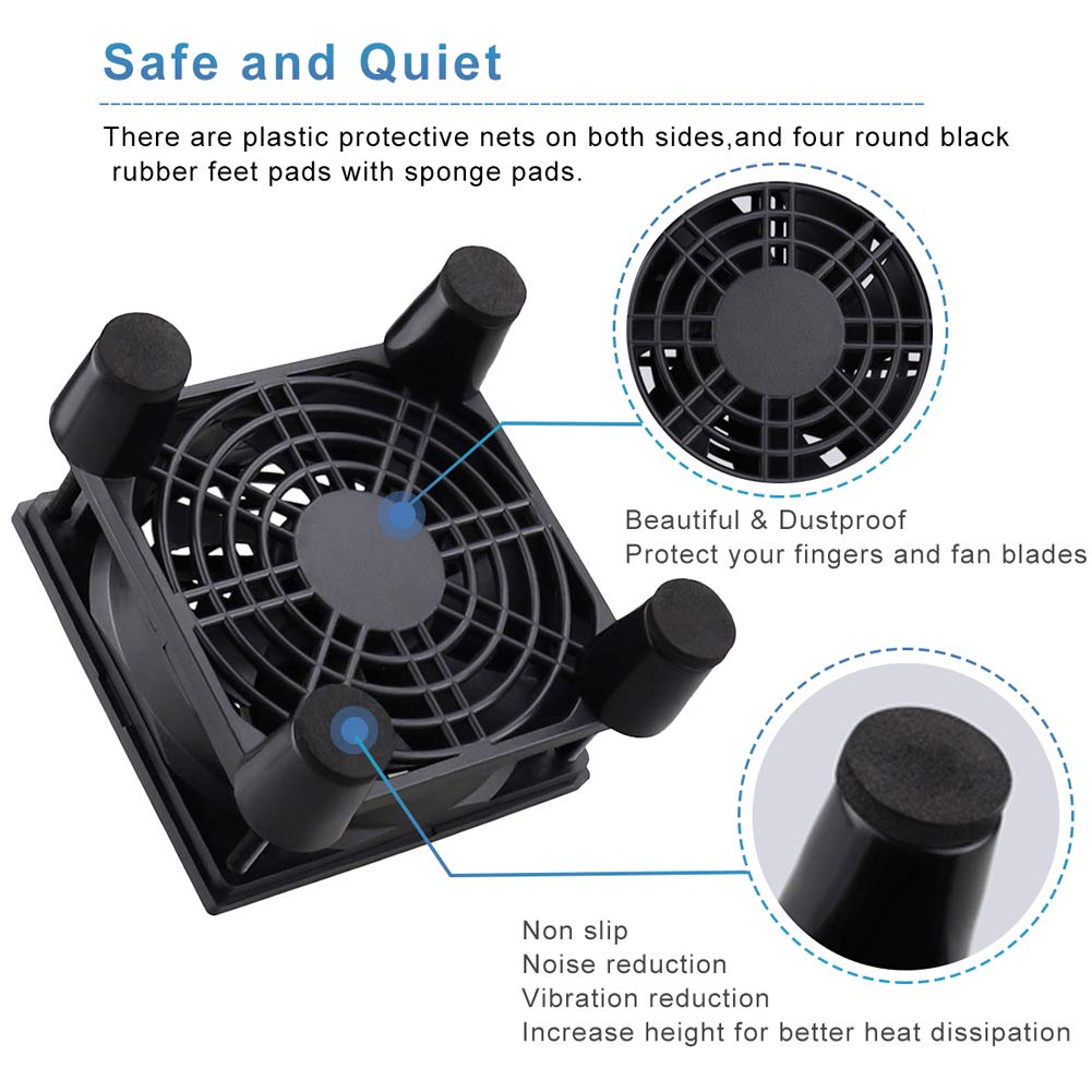 GDSTIME Quiet 80mm Fan, Router Cooler Fan, 80mm x 25mm DC 5V USB Brushless Cooling Fan